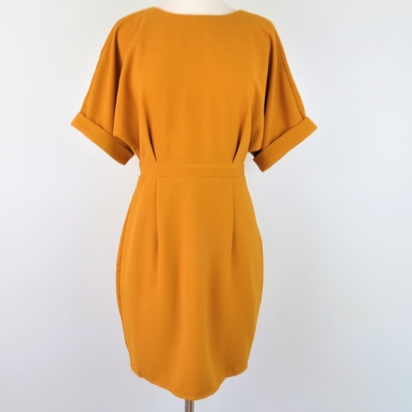 ASOS | Dresses | Asos Mustard Yellow Short Sleeve Wiggle Midimini Dress ...